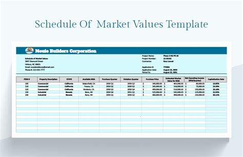 Schedule Of Value Templates Documents Design Free Download Template Net