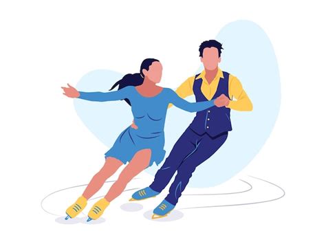 Pareja De Patinaje Sobre Hielo Chica Chico Vector Premium