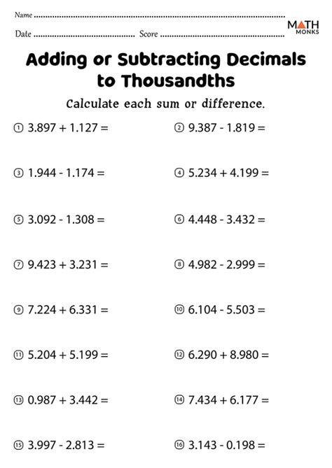 Math Worksheets 6 Grade Decimal Multiplication