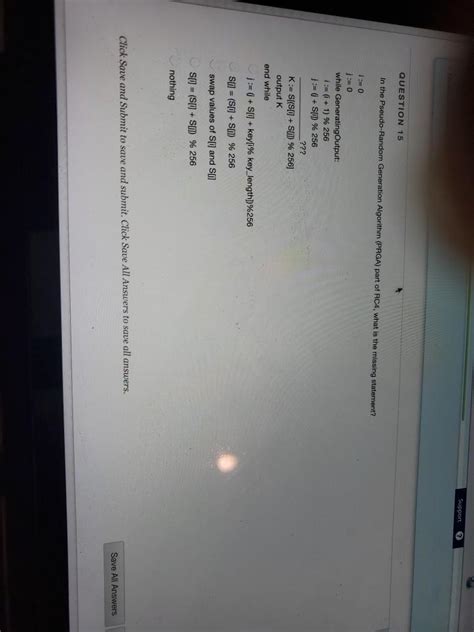 Solved Support Question 15 In The Pseudo Random Generation