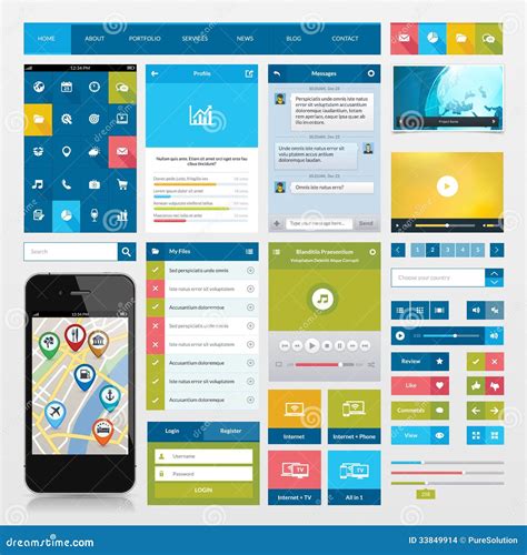 Flat Icons And Ui Web Elements For Mobile App And Stock Illustration