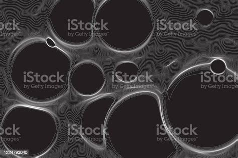 초박선 버블 유체 형상 동적 벡터 구형 왜곡 표면입니다 디지털 프랙탈 3d 폼 검은 색 배경에 최소한의 그래픽 개념에 대한 스톡