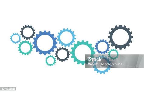 비즈니스 메커니즘 개념입니다 연결 된 기어와 전략 서비스 분석 연구 검색 엔진 최적화 디지털에 대 한 아이콘 추상 배경 개념 통신 마케팅 벡터 Infographic 일러스트