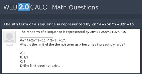 view question the nth term of a sequence is represented by 2n 4 25n 2