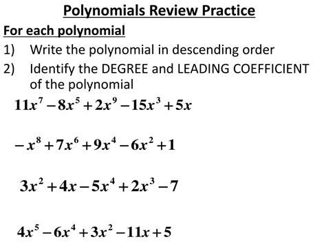PPT POLYNOMIALS REVIEW PowerPoint Presentation Free Download ID