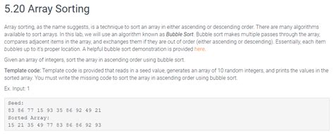 Solved 5 20 Array Sorting Array Sorting As The Name Chegg Com
