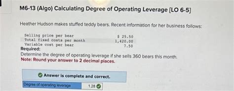 Solved M Algo Calculating Degree Of Operating Leverage Chegg Com