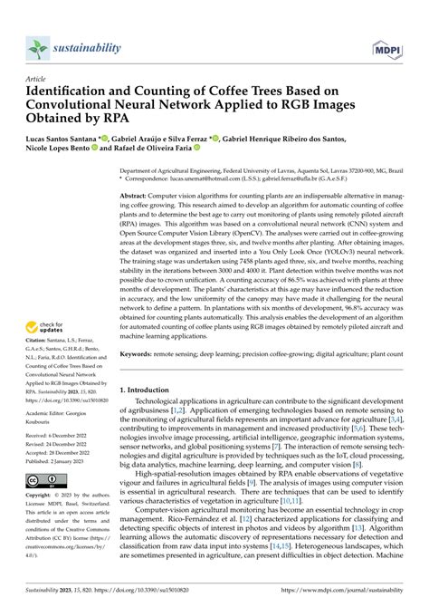 Pdf Identification And Counting Of Coffee Trees Based On Convolutional Neural Network Applied