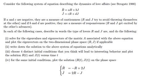 Solved Consider The Following System Of Equation Describing