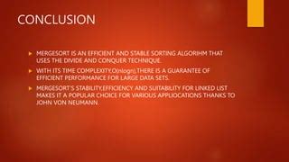 THE MERGESORT ALGORITHM Pptx