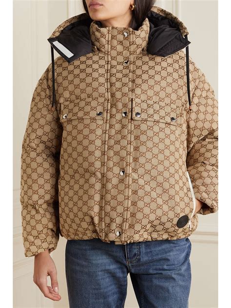 Gucci Hooded Padded Cotton Blend Logo Jacquard Down Jacket Net A Porter