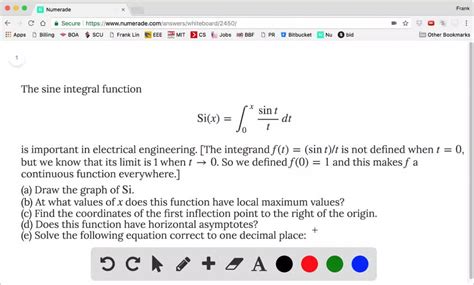 The Sine Integral Function Six ∫x0 Sintt Dt Is Important In Electrical Engineering