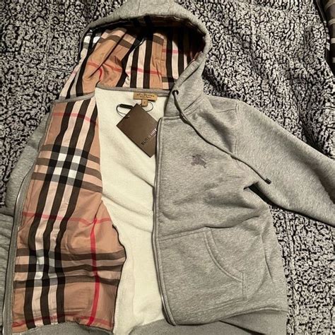 Grey Burberry Zip Up Hoodie Brand New Burberry Outfit Hoodie Brands