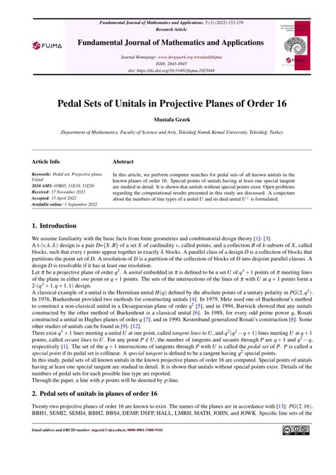 pdf pedal sets of unitals in projective planes of order 16