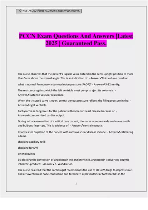 pccn exam questions and answers latest 2025 guaranteed pass pccn