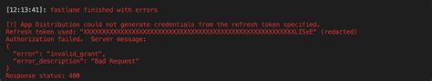 could not generate credentials from the refresh token specified · issue 265 · firebase fastlane