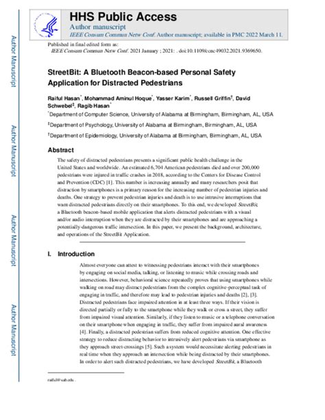 Pdf Streetbit A Bluetooth Beacon Based Personal Safety Application For Distracted Pedestrians