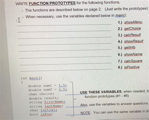 Solved Need Help On This Just Write The Function Prototype