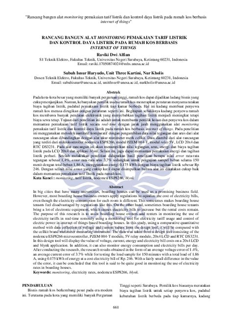 Pdf Rancang Bangun Alat Monitoring Pemakaian Tarif Listrik Dan Kontrol Daya Listrik Pada Rumah