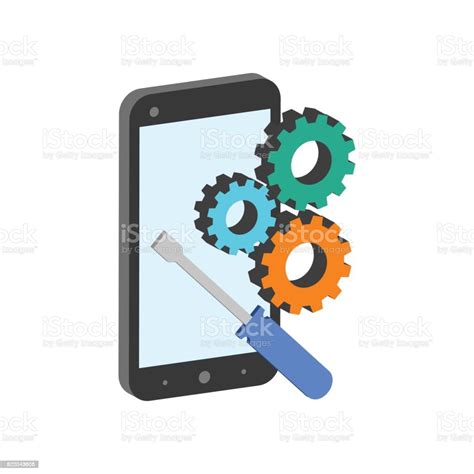 스마트폰 수리 기호입니다 평면 아이소메트릭 아이콘입니다 웹 디자인 Ui 모바일 애플 리 케이 션 Infographic 위한 3d 스타일 그림 3차원 형태에 대한 스톡 벡터