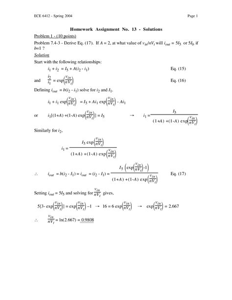 Solutions To Homework Assignment No In ECE Spring Assignments Electrical And
