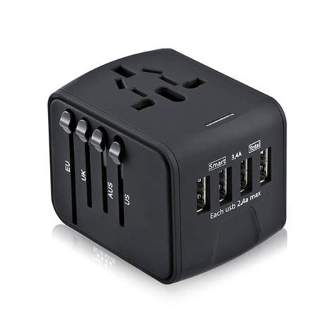 Customised Premium Lux Travel Adaptor With 4 USB Port Spare Fuse With Logo Print Singapore