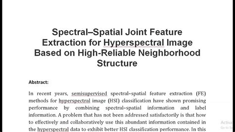 Spectralspatial Joint Feature Extraction For Hyperspectral Image Based On High Reliable
