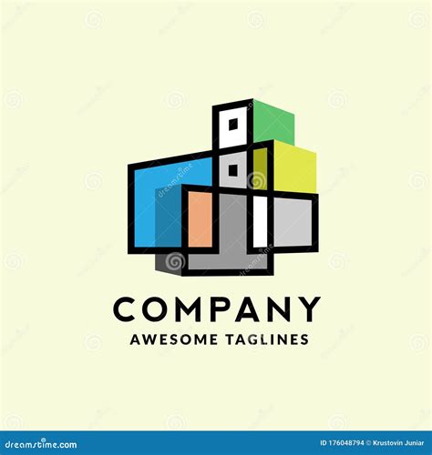 Linear Building With Two Flags Icon From Buildings Outline Collection Thin Line Building With