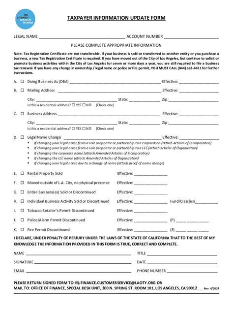 Taxpayer Information Update Form Fill Out And Sign Online Dochub