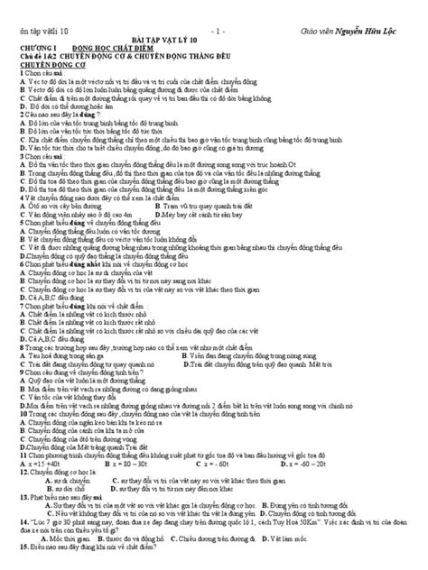 Bai Tap Trac Nghiem Vat Ly Nang Cao 10 | PDF