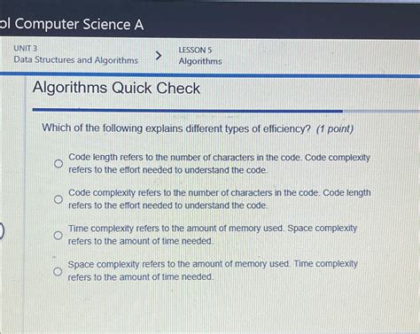 solved ol computer science aunit 3lesson 5data structures