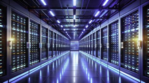 Advanced Data Center Infrastructure Rows Of Server Racks Illuminating Cuttingedge Technology