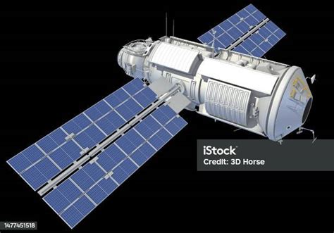 Iss 국제 우주 정거장의 서비스 모듈 검은색 배경에 3d 렌더링 0명에 대한 스톡 사진 및 기타 이미지 0명 3차원 형태