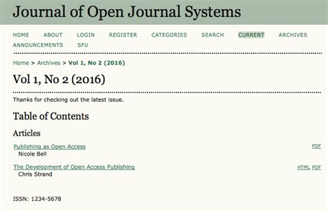 Accessing Content Open Journal Systems
