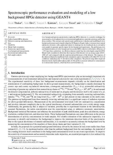 Pdf Spectroscopic Performance Evaluation And Modeling Of A Low