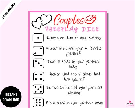 Dice Game For Couples Valentines Day Printable Bedroom Game Etsy