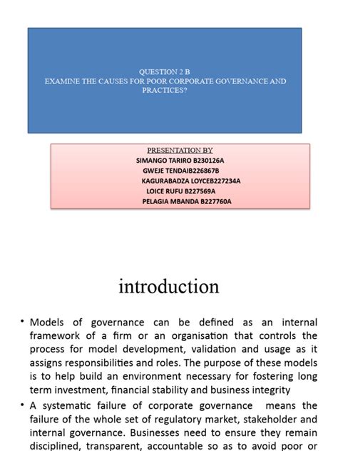 group 2b ppt presentation corporate governance pdf governance