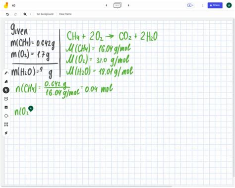solved gaseous methane ch4 will react with gaseous oxygen o2 to