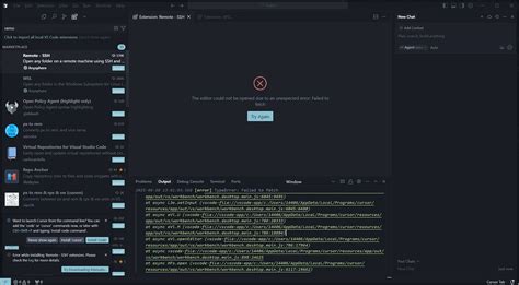 Cannot Install Remotessh Extension The Editor Could Not Be Opened Due To An Unexpected Error