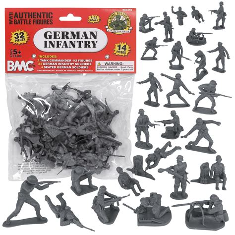 Bmc Cts Ww2 German Infantry Plastic Army Men Classic Toy Soldier Gray