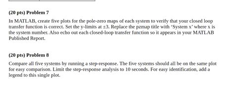 Solved 20 Pts Problem 7 In Matlab Create Five Plots For