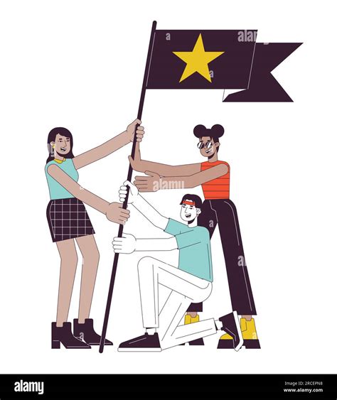 Businesspeople Flag Flat Line Concept Vector Spot Illustration Stock Vector Image And Art Alamy