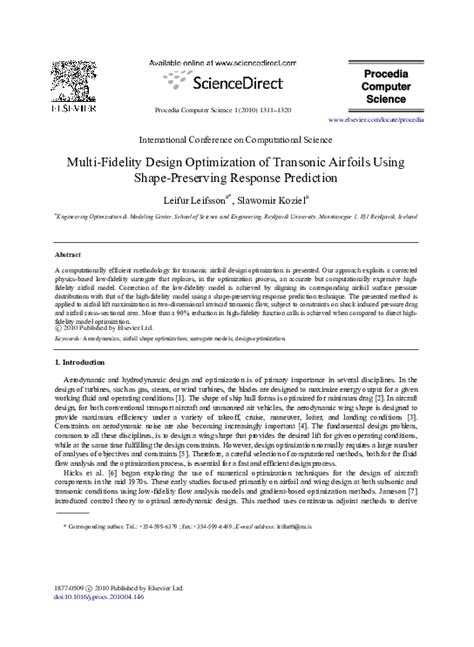 Pdf Multi Fidelity Design Optimization Of Transonic Airfoils Using