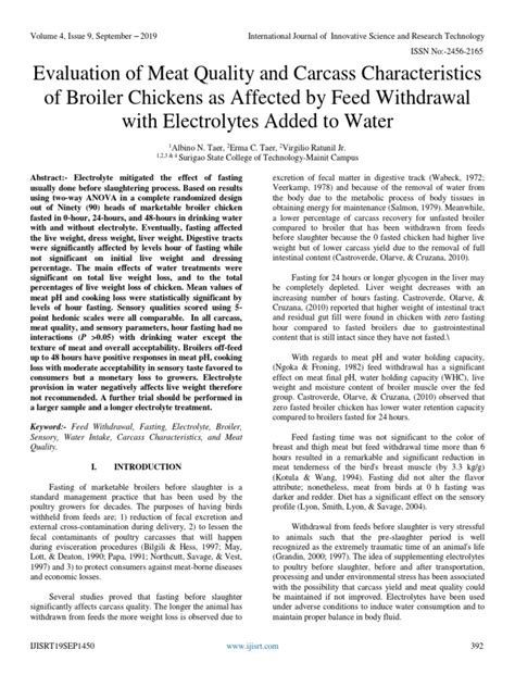 Evaluation Of Meat Quality And Carcass Characteristics Of Broiler Chickens As Affected By Feed