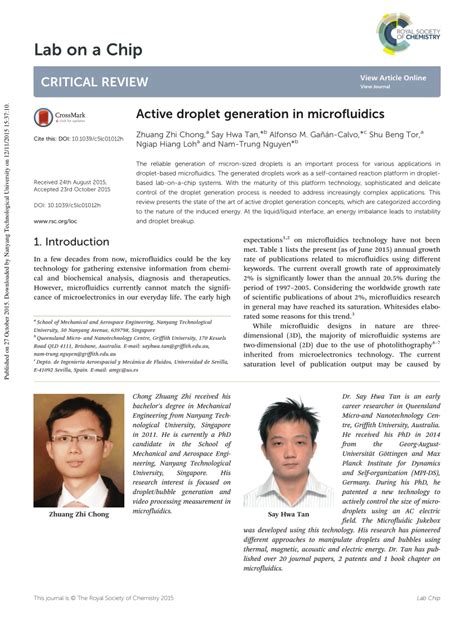 Pdf Active Droplet Generation In Microfluidics