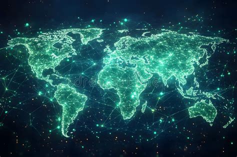 Global Connectivity Network Illuminated World Map For Technology Concept Design Generative Ai