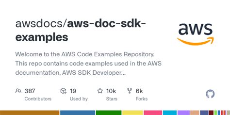 Github Awsdocsaws Doc Sdk Examples Welcome To The Aws Code Examples