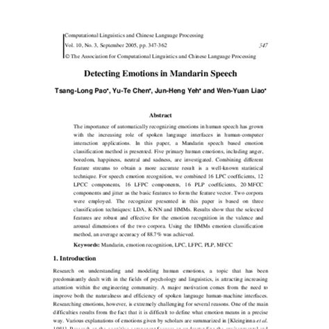Detecting Emotions In Mandarin Speech ACL Anthology