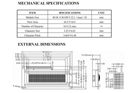 Character Display 16×2 1602a Lcd Display Blacklight 5v Mono Color 1602