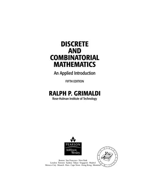 Discrete And Combinatorial Mathematics An Applied Introduction 5th Ed R Grimaldi Pearson